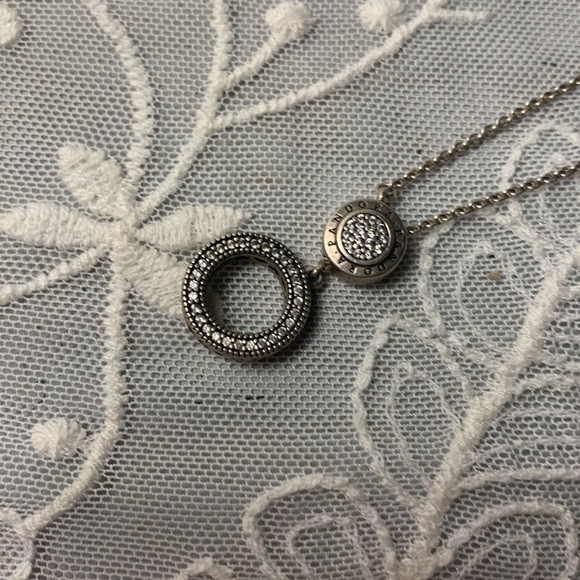 Pandora | Jewelry | Pandora Diamond Necklace Adjustable Long Silver ...